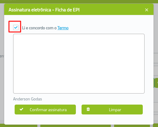 Como emitir o termo da ficha de EPI